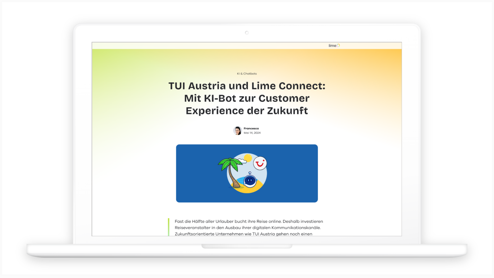 TUI Austria und Lime Connect: Mit KI-Bot zur Customer Experience der ...