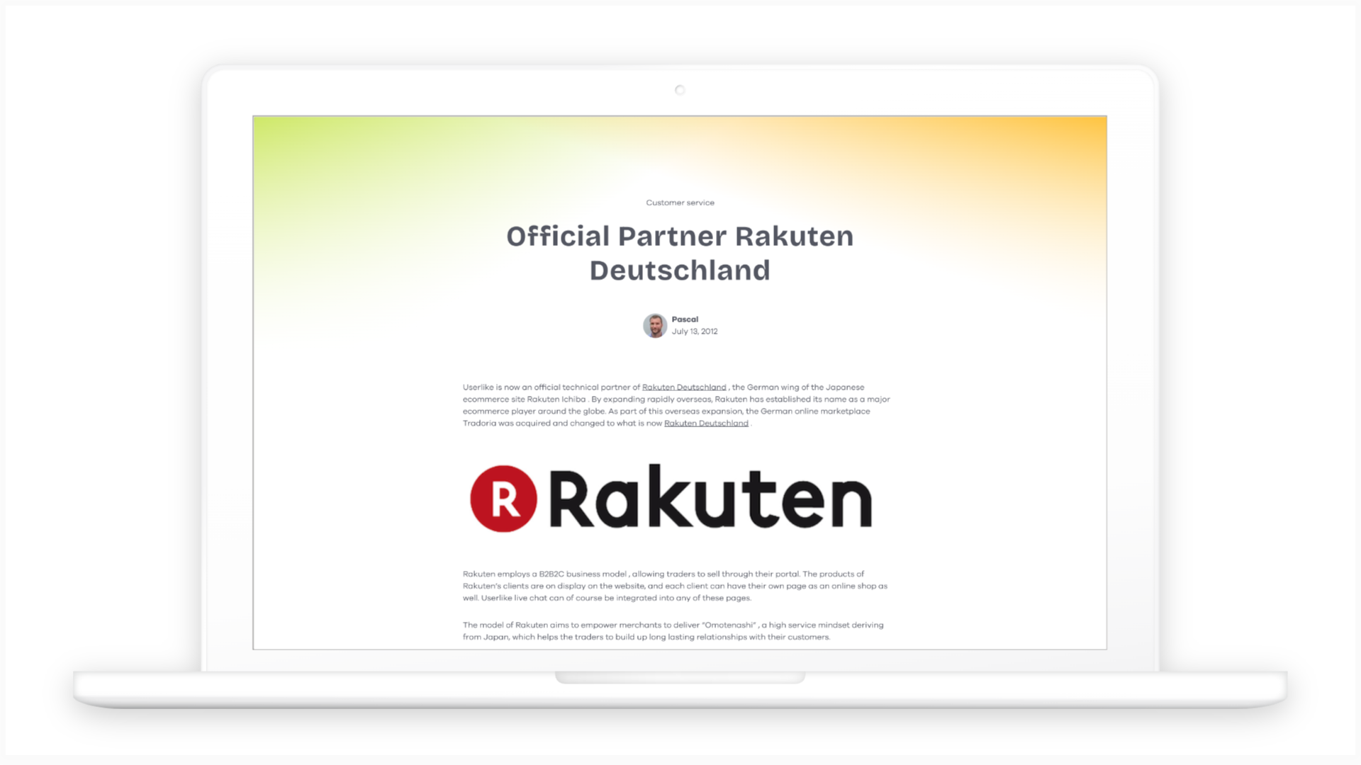 Userlike and Rakuten Deutschland partners up - Lime Connect