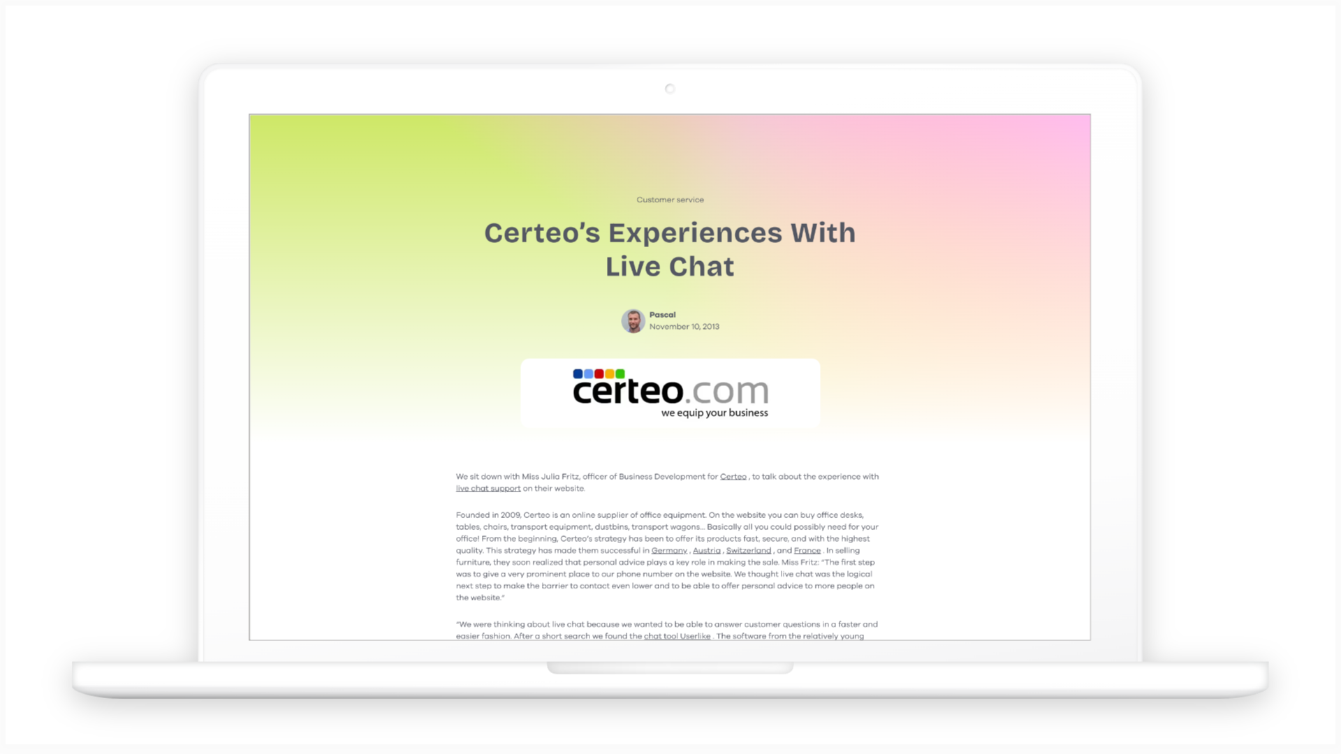 Success story: Certeo and live chat - Lime Connect